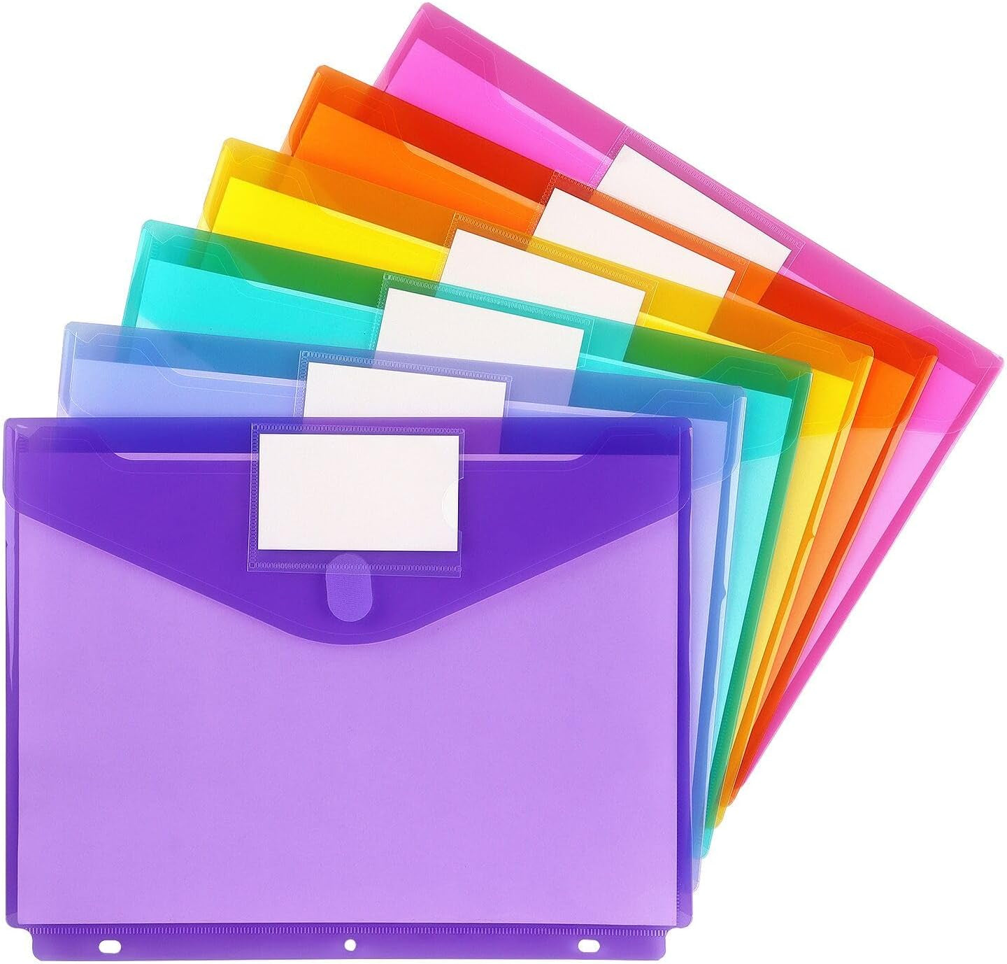 6 Pack 3 Ring Binder Pocket Clear Pouch, Letter Size, Snap Button Bind ...